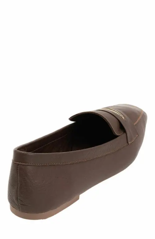 FOREVER & ALWAYS SHOES Iridessa Leather Flat Loafers - Brown Leather