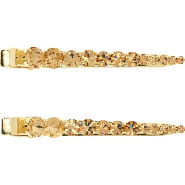 JENNIFER BEHR Giada Crystal Embellished Hair Clips - Golden