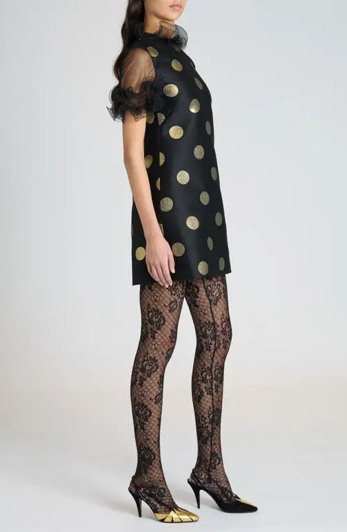 Valentino Garavani Polka Dot Mini Dress With Ruffle Trim