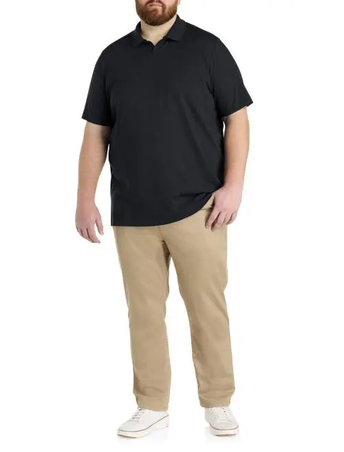 OAK HILL BY DXL Big & Tall 37.5® Technology Notched Performance Polo Shirt - Black