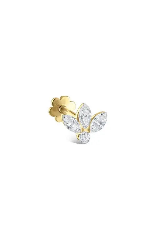 MARIA TASH Invisible Diamond Lotus Threaded Stud Earring - Yellow Gold