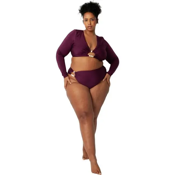 VILLA FRESCA Bria Long Sleeve Bikini Top - Eggplant