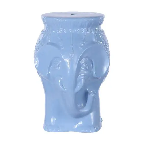 JONATHAN Y Orla 18.5" Modern Bohemian Elephant Ceramic Garden Stool - Blue
