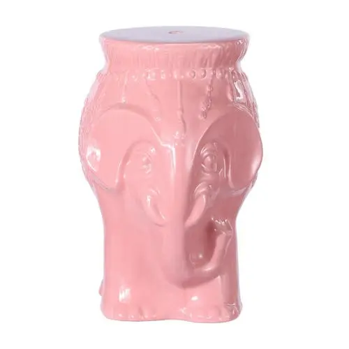 JONATHAN Y Orla 18.5" Modern Bohemian Elephant Ceramic Garden Stool - Pink
