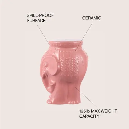 JONATHAN Y Orla Global Glazed Ceramic Elephant Garden Stool - Pink