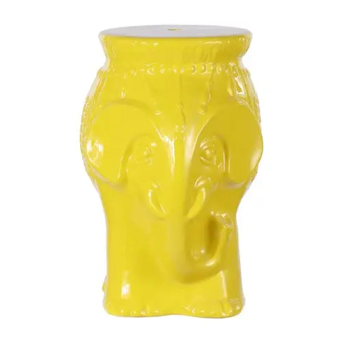 JONATHAN Y Orla 18.5" Modern Bohemian Elephant Ceramic Garden Stool - Yellow