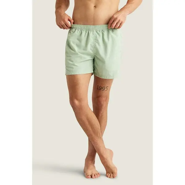 AUTO-REPLY™ Sebastian Solid 4-inch Nylon Swim Trunks - Overcast