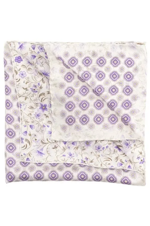 ELIZABETTA Italodouble Sided Silk Pocket Square For - Lavender