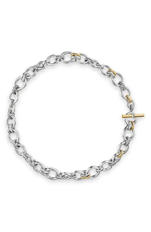 David Yurman Dy Mercer® Chain Necklace - Diamond/ Silver/ Gold