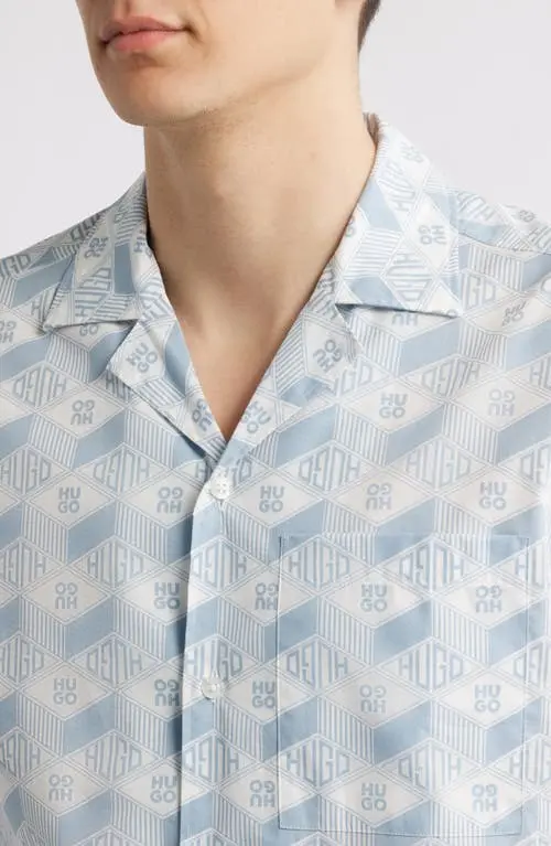 Hugo Ellino Logo Print Camp Shirt
