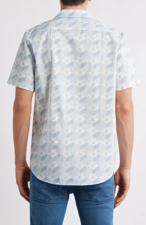 Hugo Ellino Logo Print Camp Shirt
