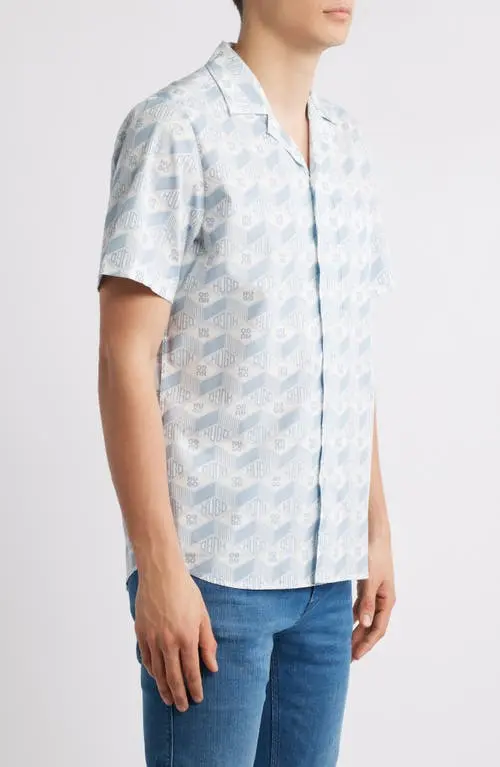 Hugo Ellino Logo Print Camp Shirt