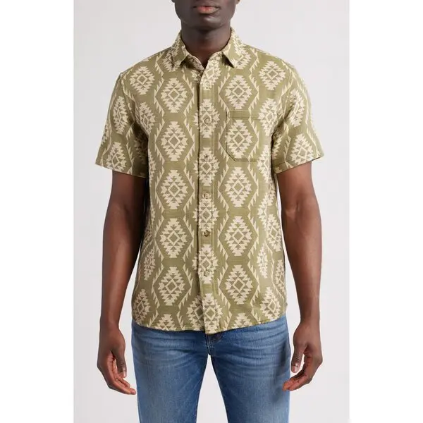Pendleton Gateway Print Short Sleeve Cotton Button-up Shirt - Cascadia Green