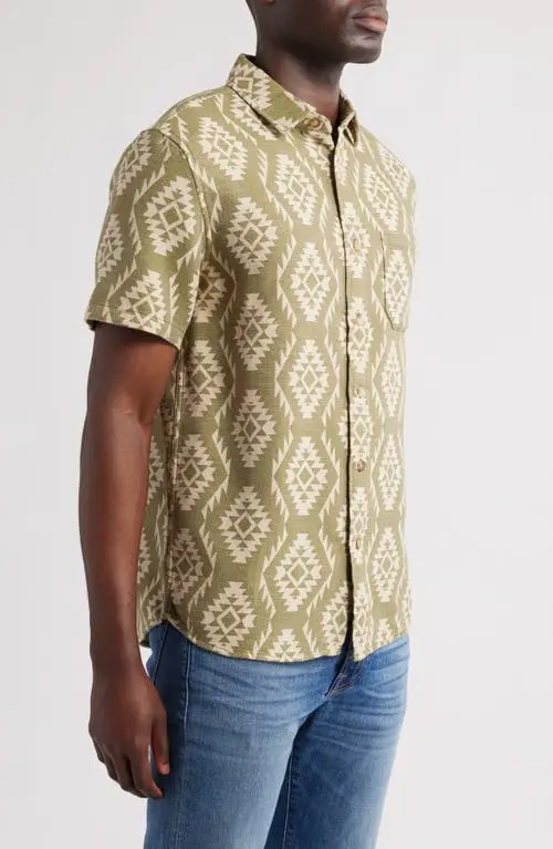Pendleton Gateway Print Short Sleeve Cotton Button-up Shirt - Cascadia Green