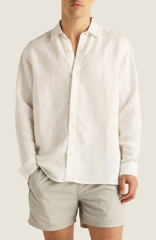AUTO-REPLY™ Andrew Linen Blend Button-up Shirt - White