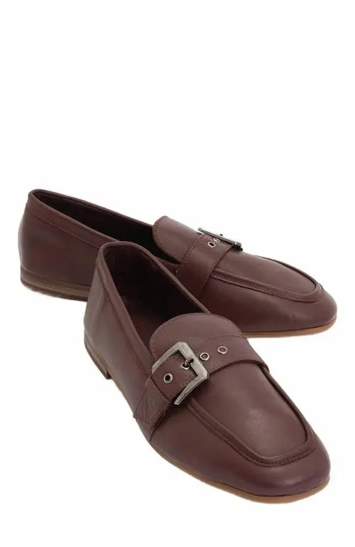 FOREVER & ALWAYS SHOES Jade Leather Loafers - Burgundy Brown Leather