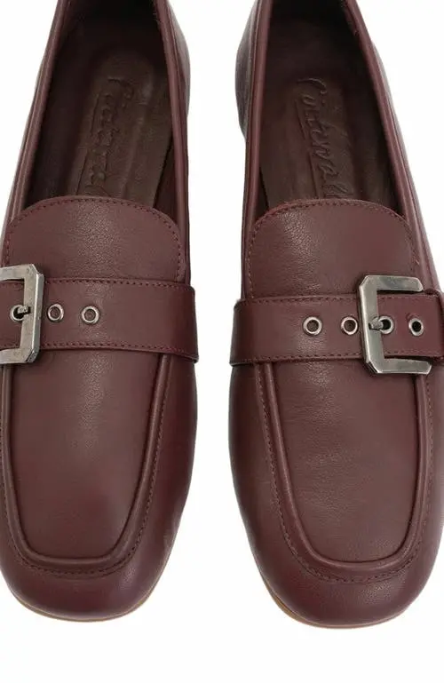 FOREVER & ALWAYS SHOES Jade Leather Loafers - Burgundy Brown Leather