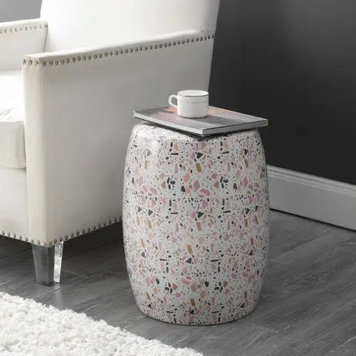 JONATHAN Y Chiara 17.5" Terrazzo Ceramic Garden Stool