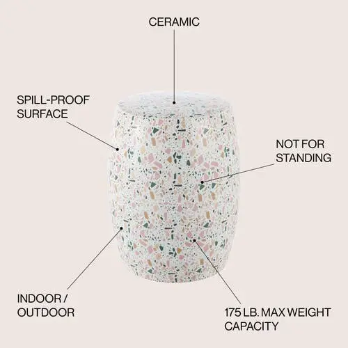 JONATHAN Y Chiara 17.5" Terrazzo Ceramic Garden Stool