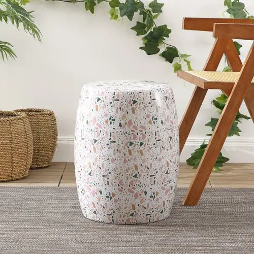 JONATHAN Y Chiara 17.5" Terrazzo Ceramic Garden Stool