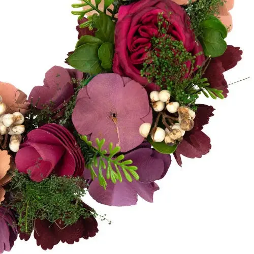 NORTHLIGHT Wooden Floral Artificial Spring Wreath With Dried Pods13.5