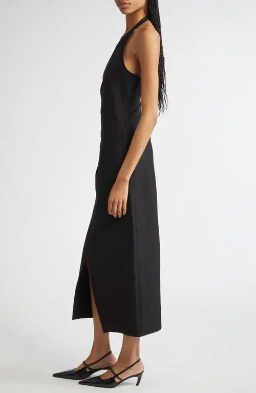 A.L.C. Sylvie Halter Neck Linen-Blend Dress - Black | Editorialist