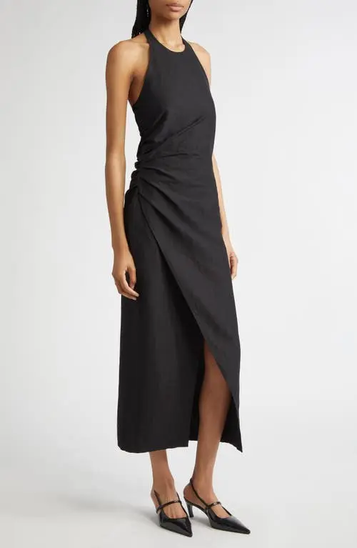 A.L.C. Sylvie Halter Neck Linen-blend Dress - Black