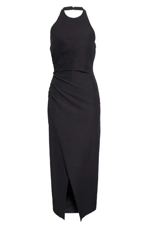 A.L.C. Sylvie Halter Neck Linen-blend Dress - Black