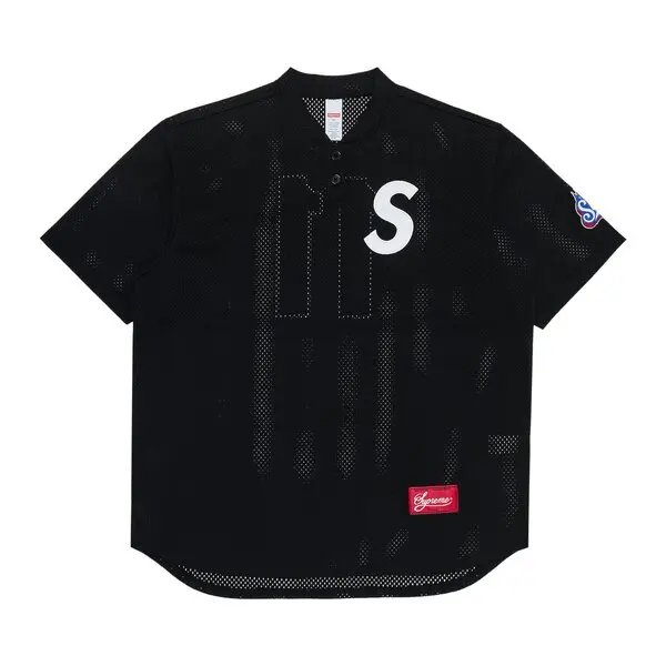 Supreme Logo Baseball Henley - Black
