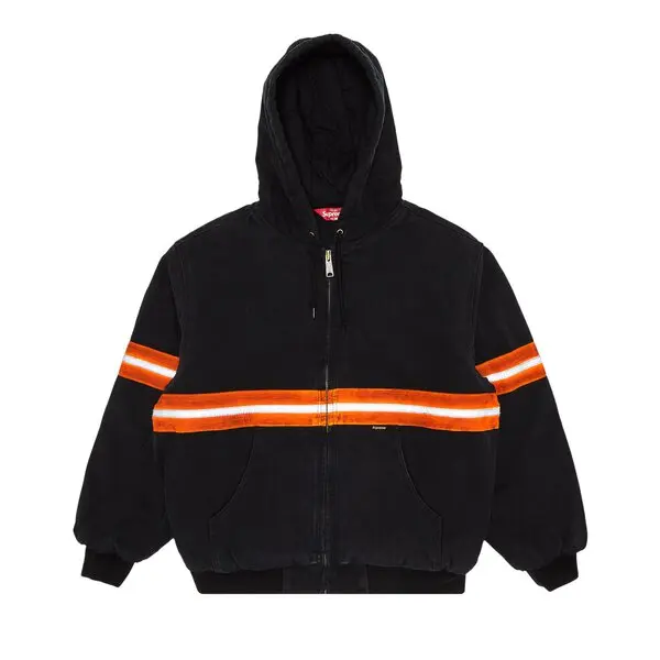 Supreme Reflective Stripe Hooded Work Jacket - Black
