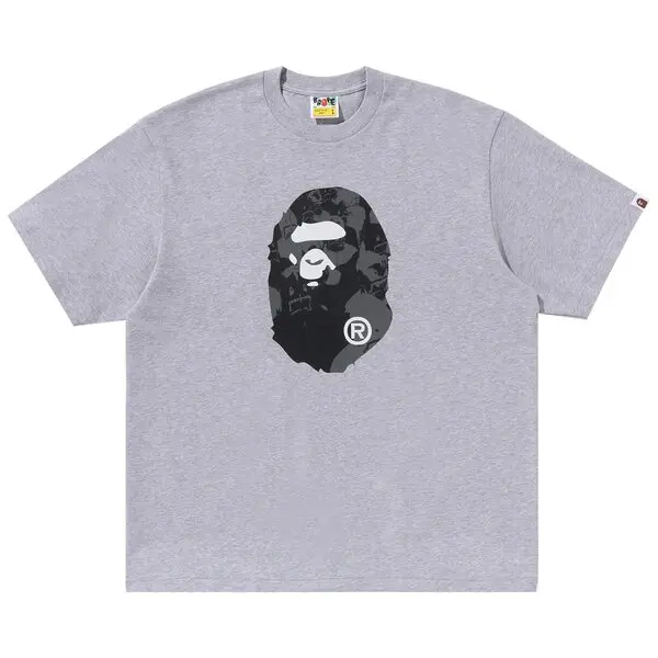 A BATHING APE Shark Seijin Ape Head Relaxed Fit Tee - Grey