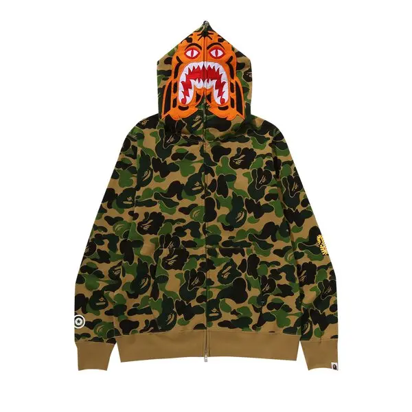A BATHING APE Camo Tiger Full Zip Hoodie - Green
