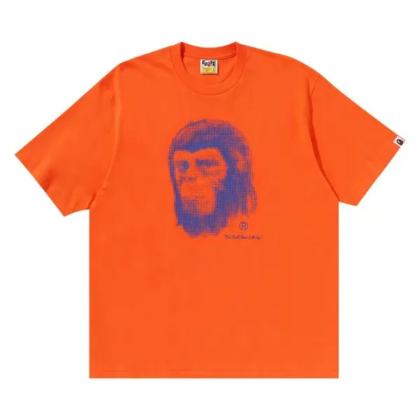 A BATHING APE Pixel Comic Ape Head Relaxed Fit Tee - Orange