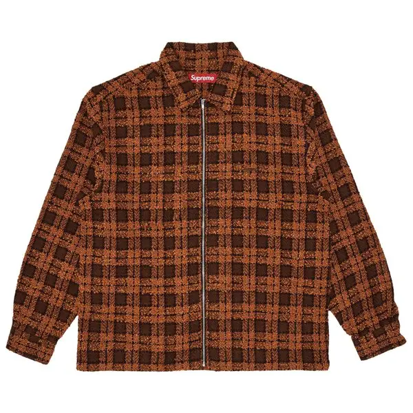 Supreme Bouclé Zip Up Shirt 'rust