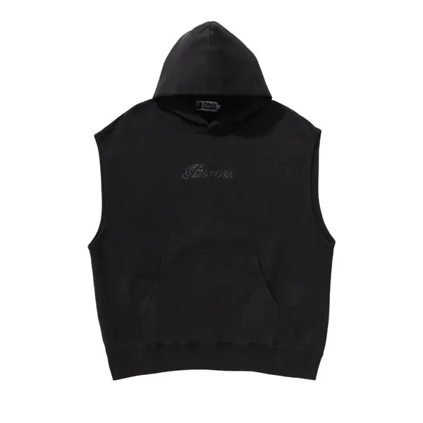A BATHING APE Garment Dyed Sleeveless Hoodie - Black
