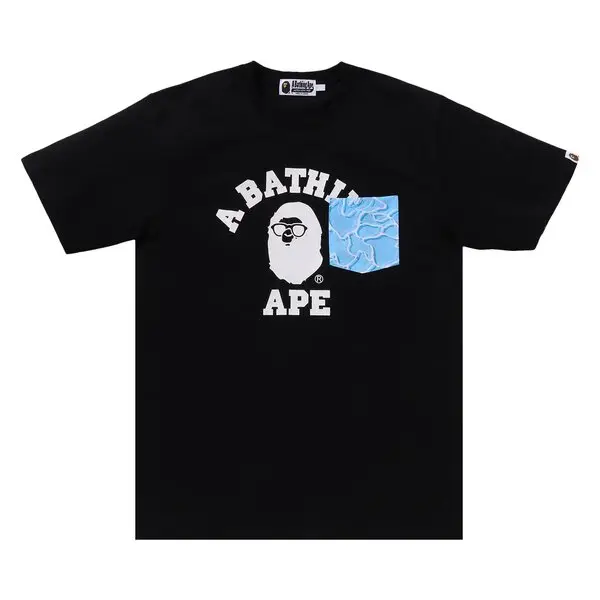 A BATHING APE Abc Sea Surface Camo Pocket College Tee - Black