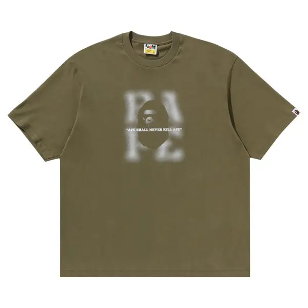 A BATHING APE Blur Logo Relaxed Fit Tee 'olive Drab - Green