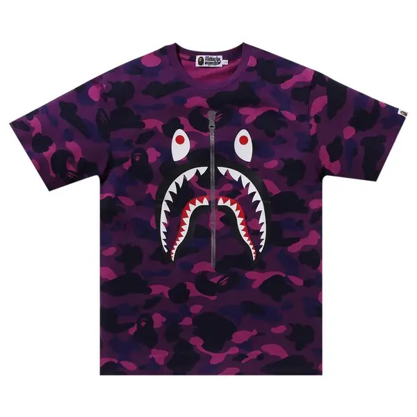 A BATHING APE Color Camo Shark Tee - Purple