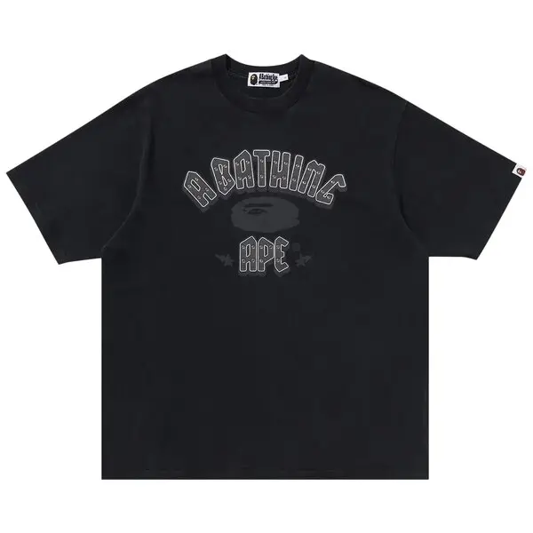 BAPE Garment Dye Rhinestone Logo Relaxed Fit Tee 'charcoal - Black