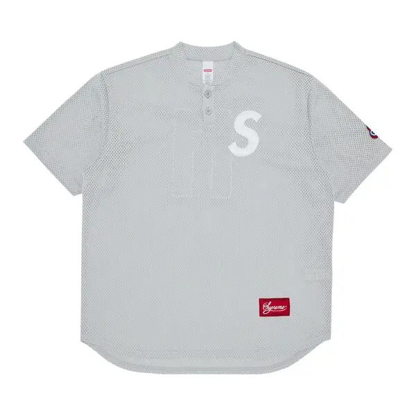 Supreme Logo Baseball Henley - Grey