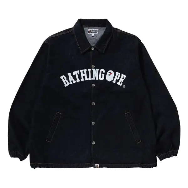 A BATHING APE Relaxed Fit Denim Coach Jacket - Blue