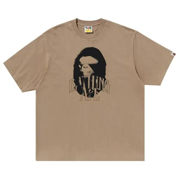 A BATHING APE Spray Print Logo Relaxed Fit Tee 'beige - Tan