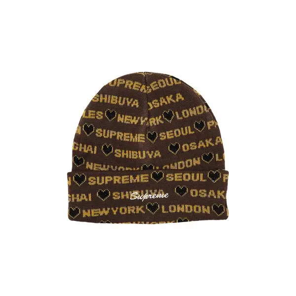 Supreme Hearts Beanie - Brown