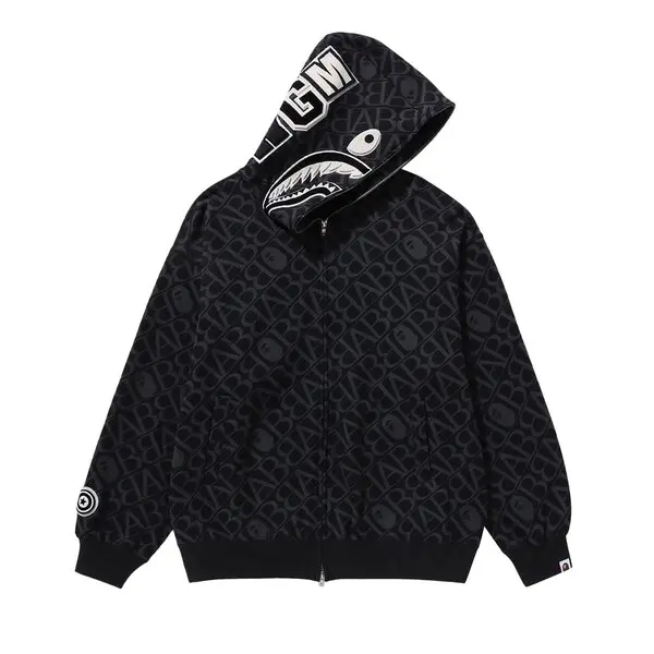 A BATHING APE Sport Monogram Shark Hoodie - Black
