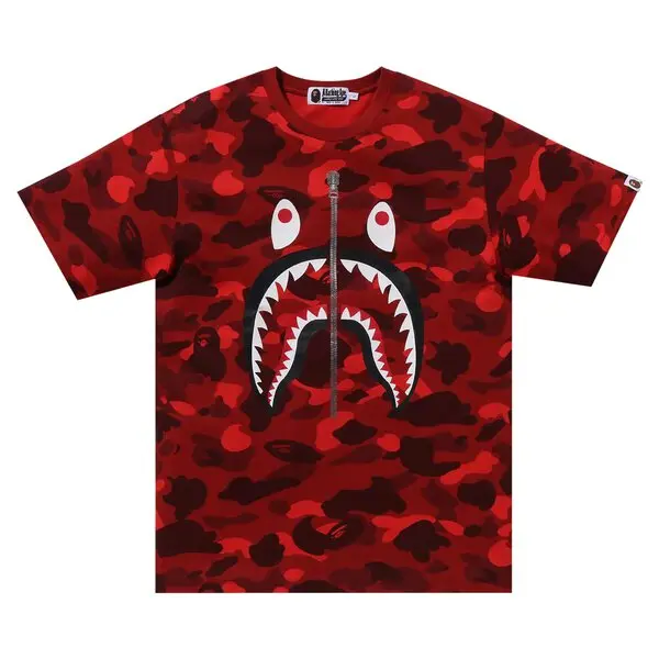 A BATHING APE Color Camo Shark Tee - Red