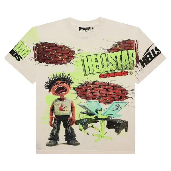 HELLSTAR Studios Brick Wall T-shirt 'white - Cream