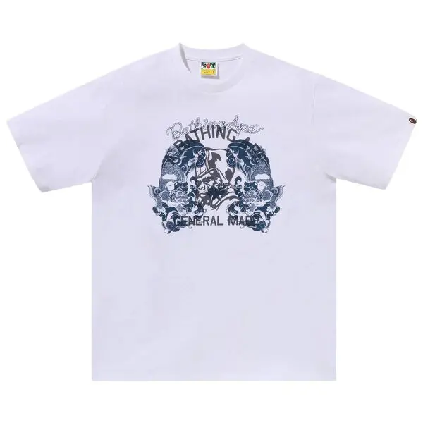 A BATHING APE Japanese Tattoo On General Tee - White