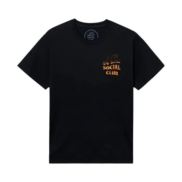 ANTI SOCIAL SOCIAL CLUB Fire Inside Yellow Flames Tee - Black