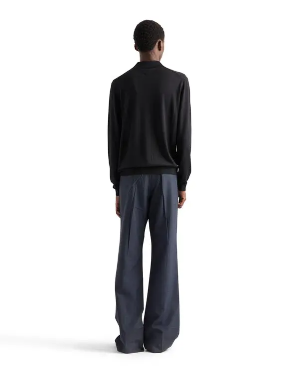 Prada Cashmere And Silk Polo Shirt - Black
