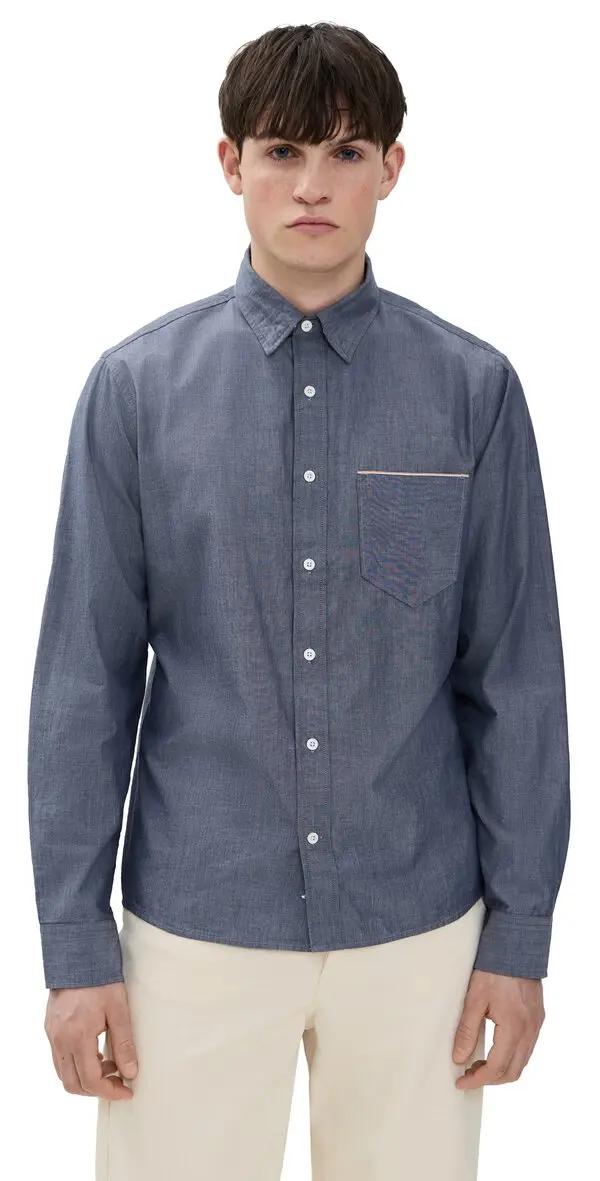 Billy Reid Msl 1-pocket Shirt - Blue